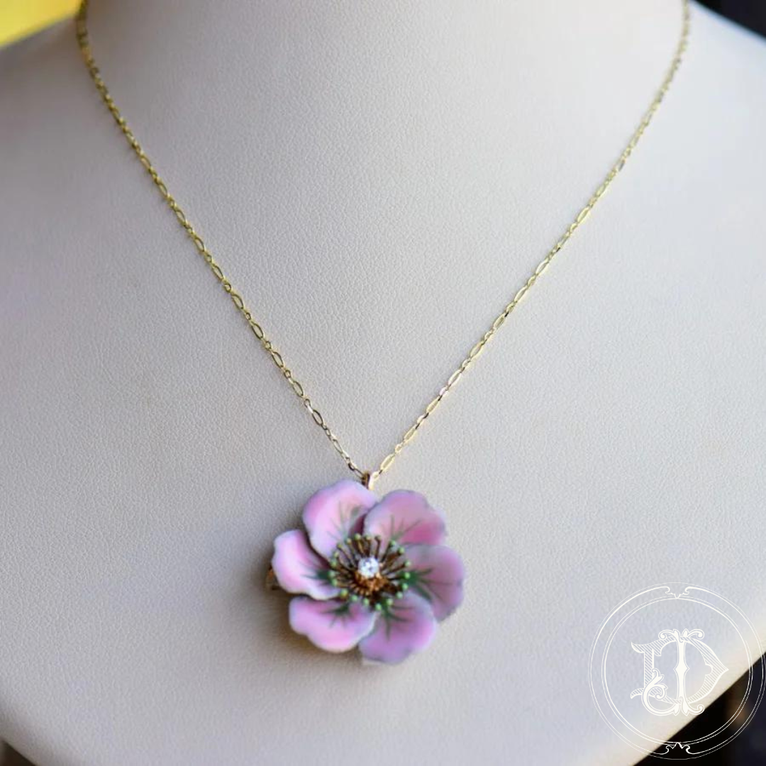 Enamel and Diamond Primrose Pendant – Dianne's Jewelry
