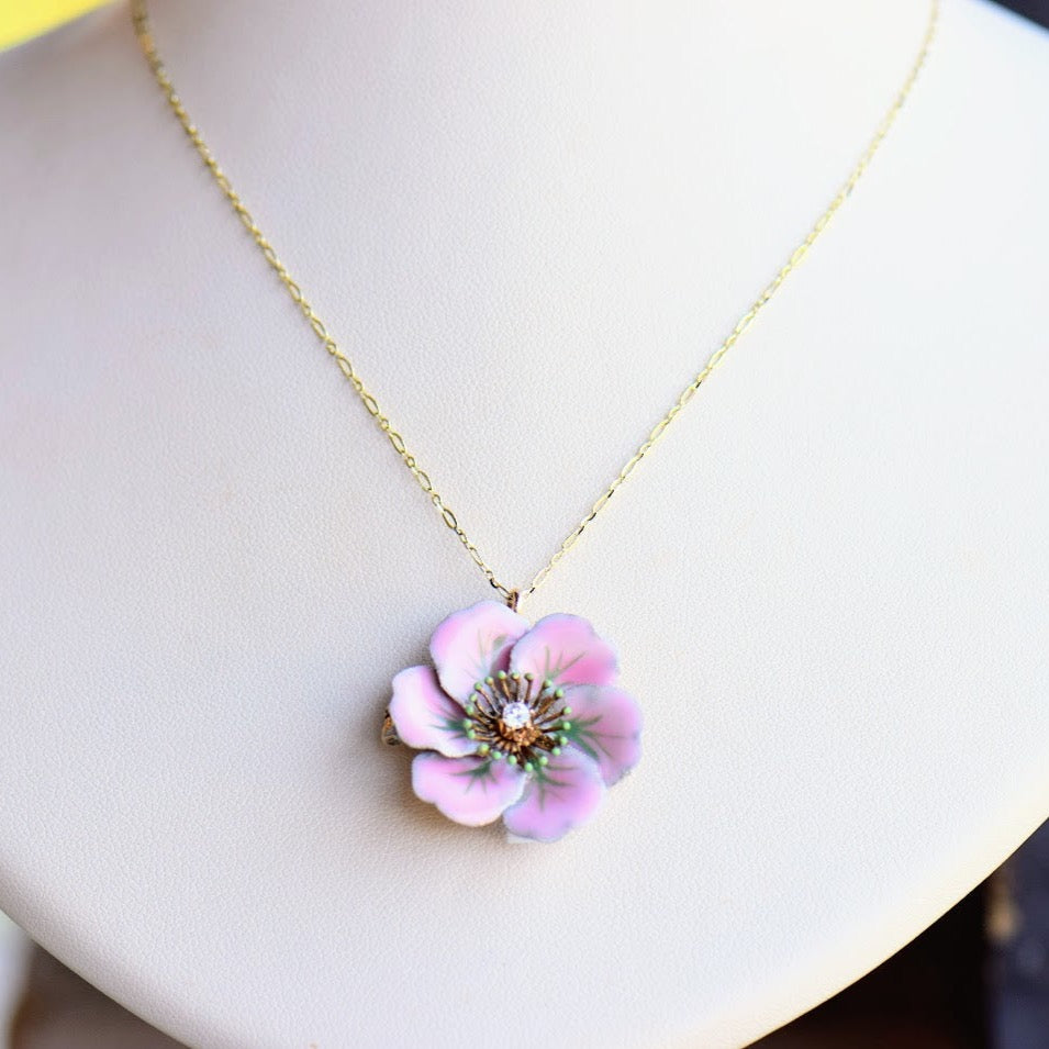Enamel and Diamond Primrose Pendant – Dianne's Jewelry